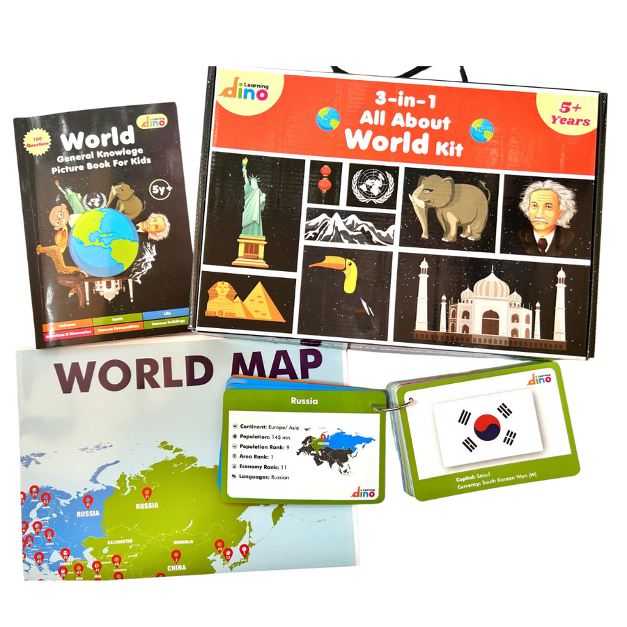 3 in 1 All About World Kit | General Knowledge (GK) Kit For Kids (Ages
