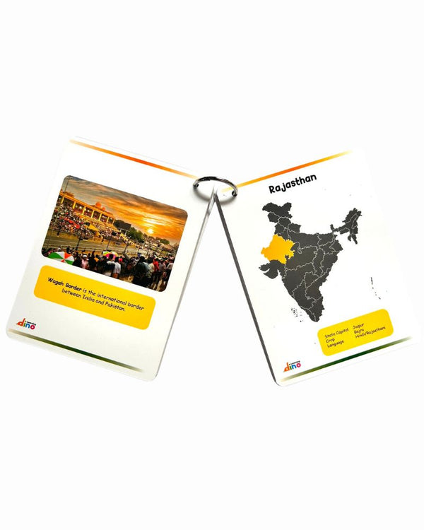 World Country Flags and India State and Capital Flashcards Combo For k