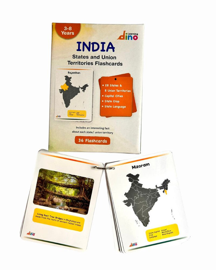 World Country Flags and India State and Capital Flashcards Combo For k