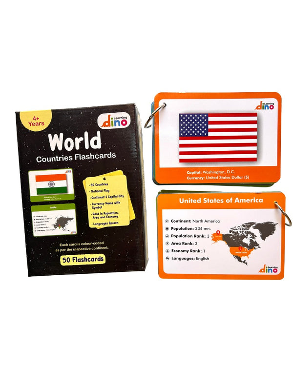 World Country Flags and India State and Capital Flashcards Combo For k